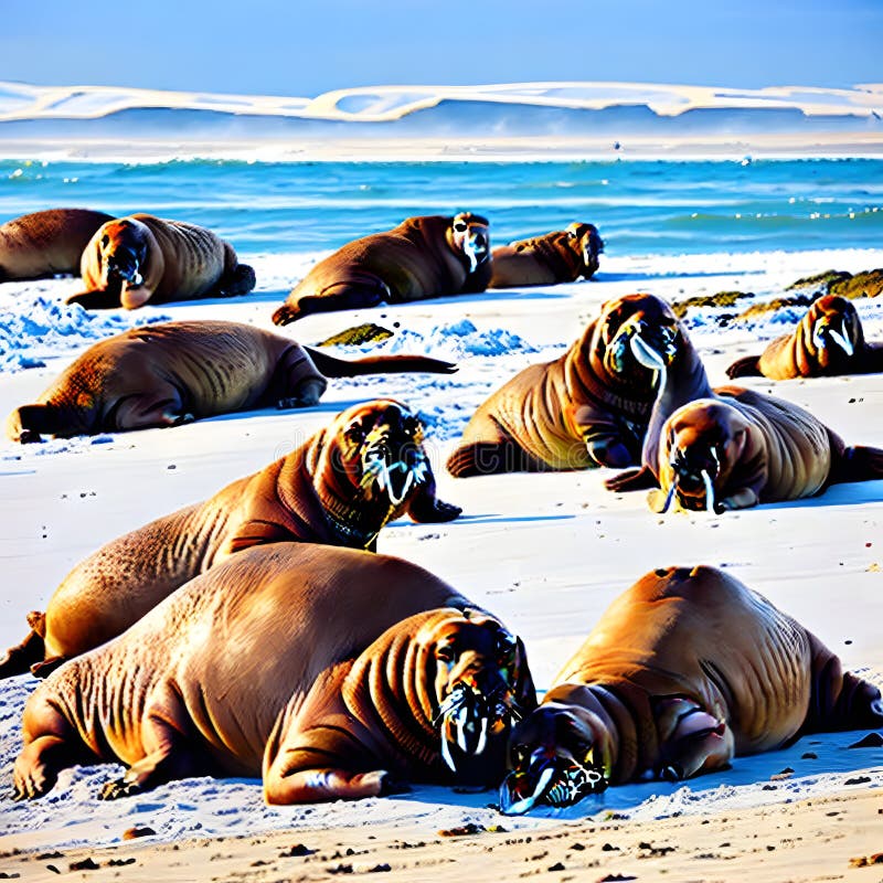 Walrus in Beach, AI-Generatet Stock Illustration - Illustration of ...