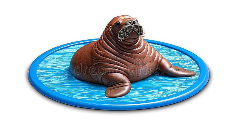 Walrus Relaxing on a Floating Platform in Water Stock Illustration ...