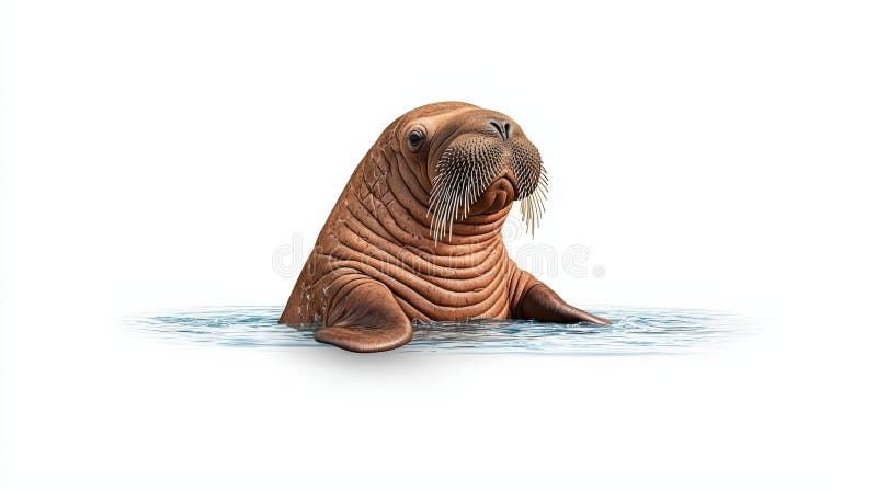 Walrus in Water White Isolate Background Stock Illustration ...