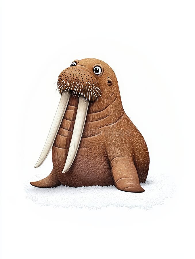 Walrus on a White Background Stock Illustration - Illustration of ...