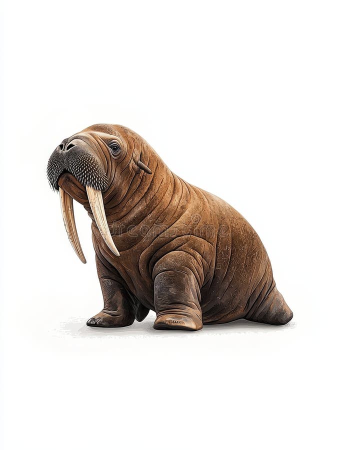 Walrus White Isolate Background Stock Illustration - Illustration of ...