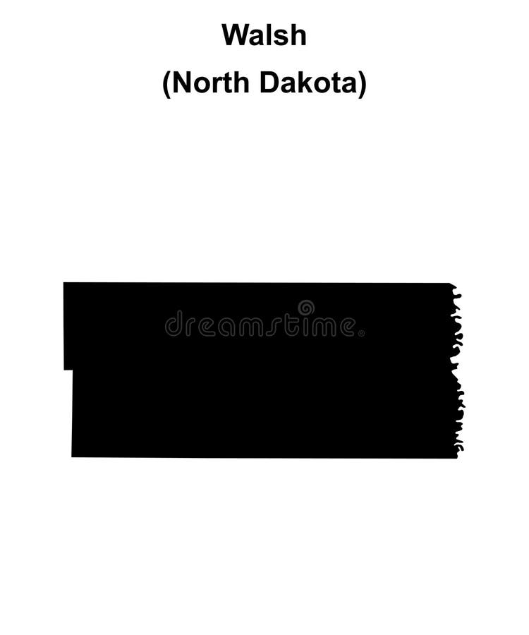 Walsh outline map stock vector. Illustration of counties - 357463613