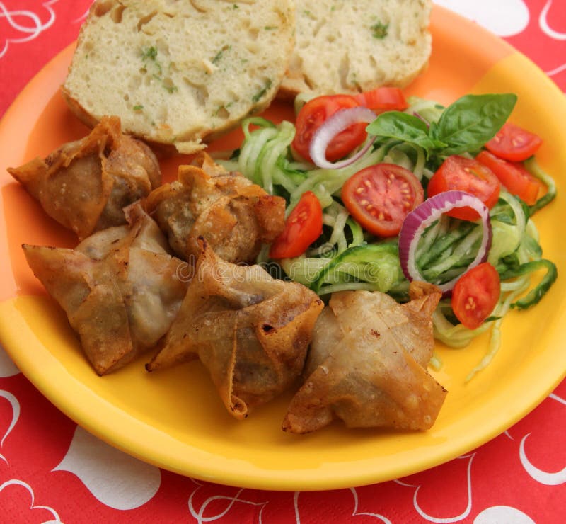 Wan Tan stock image. Image of filled, salad, food, pork - 93642681