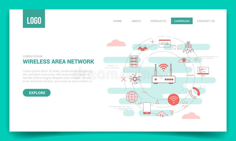 Wan Wide Area Network Concept with Circle Icon for Website Template or ...