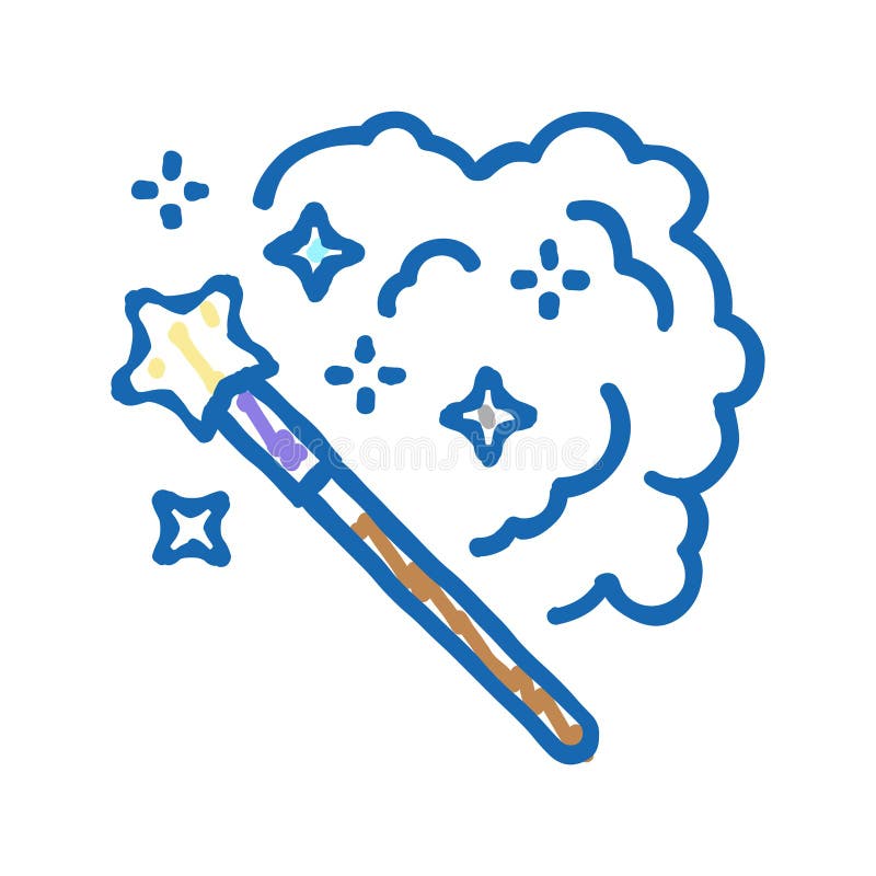 Wand Magic Icon Doodle Illustration Stock Vector - Illustration of icon ...