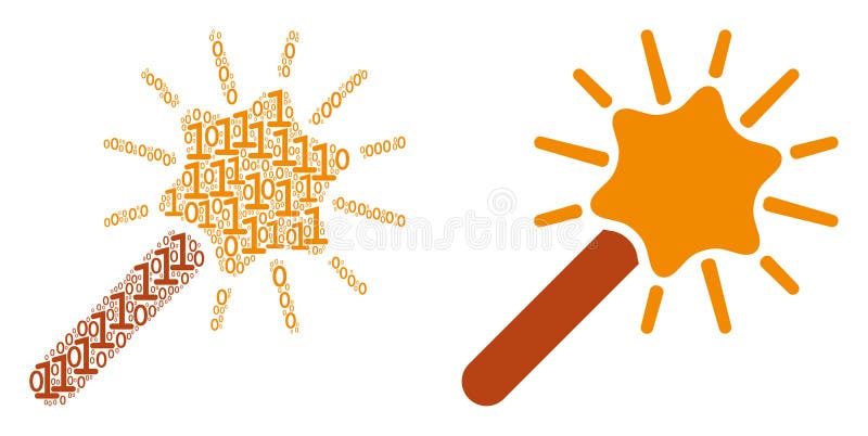 Wand Magic Tool Composition of Binary Digits Stock Vector ...