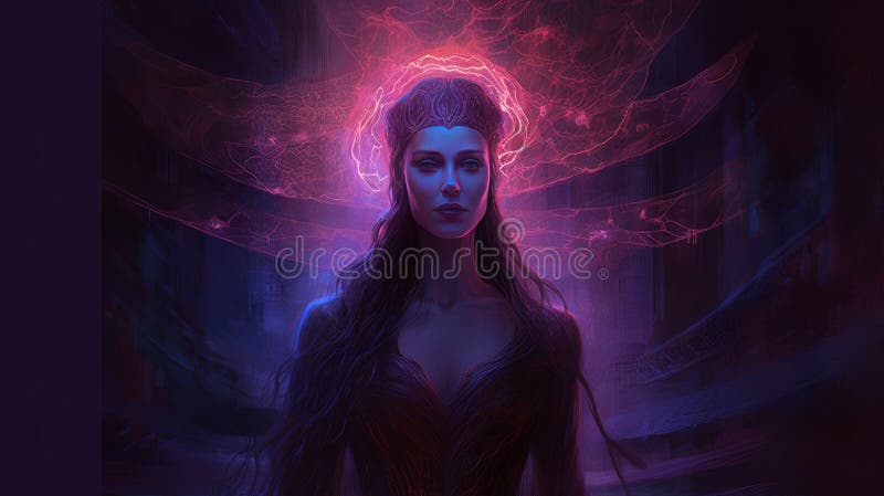 Wanda Maximoff As Violet Goddess Generative AI Stock Illustration ...
