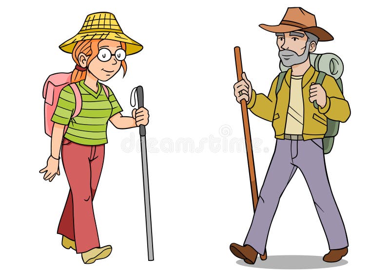 Wanderer-Mann-Frau vektor abbildung. Illustration von erwachsene - 9847432