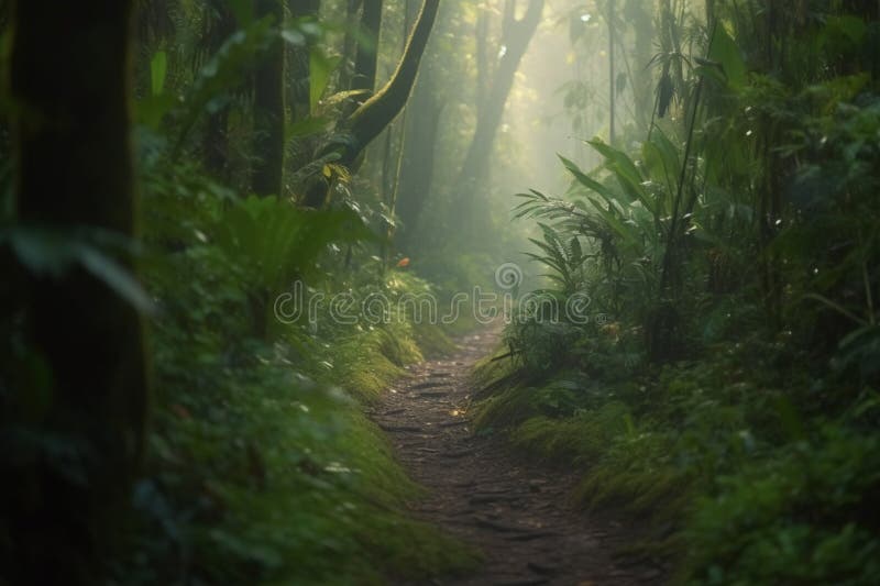 Wandering through the Lush Rainforest: a Path less Traveled Stock ...