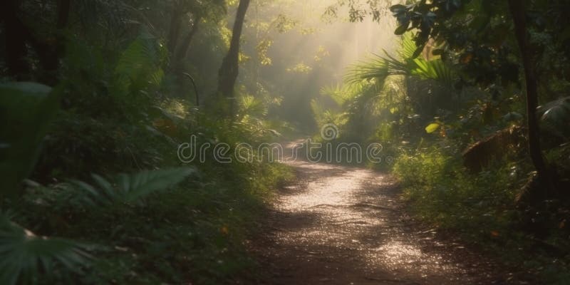 Wandering through the Lush Rainforest: a Path less Traveled Stock ...