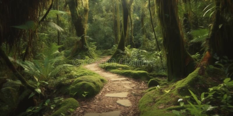Wandering through the Lush Rainforest: a Path less Traveled Stock Photo ...