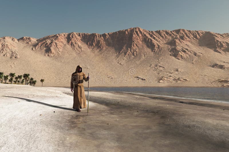 Wandering monk stock illustration. Illustration of desert - 28645951