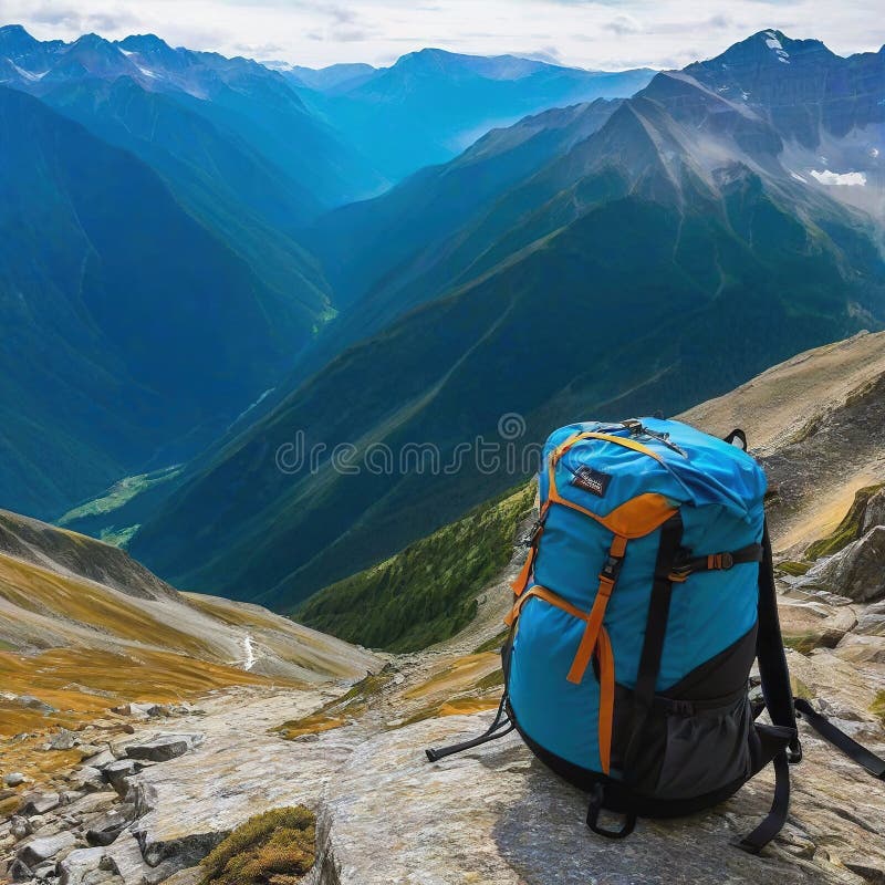 Wanderlust Backpack Mountain Quest Stock Illustration - Illustration of ...