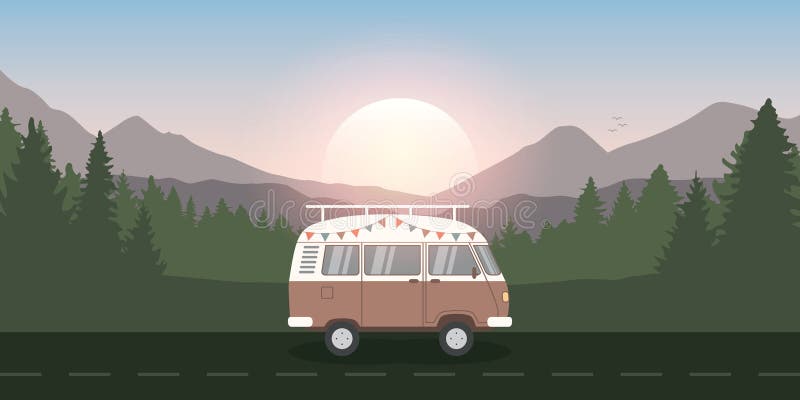 Wanderlust Camping Adventure in the Wilderness with Camper Van Stock ...