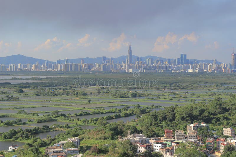 Wang Chau View of Yuen Long District in HK Stock Image - Image of wang ...