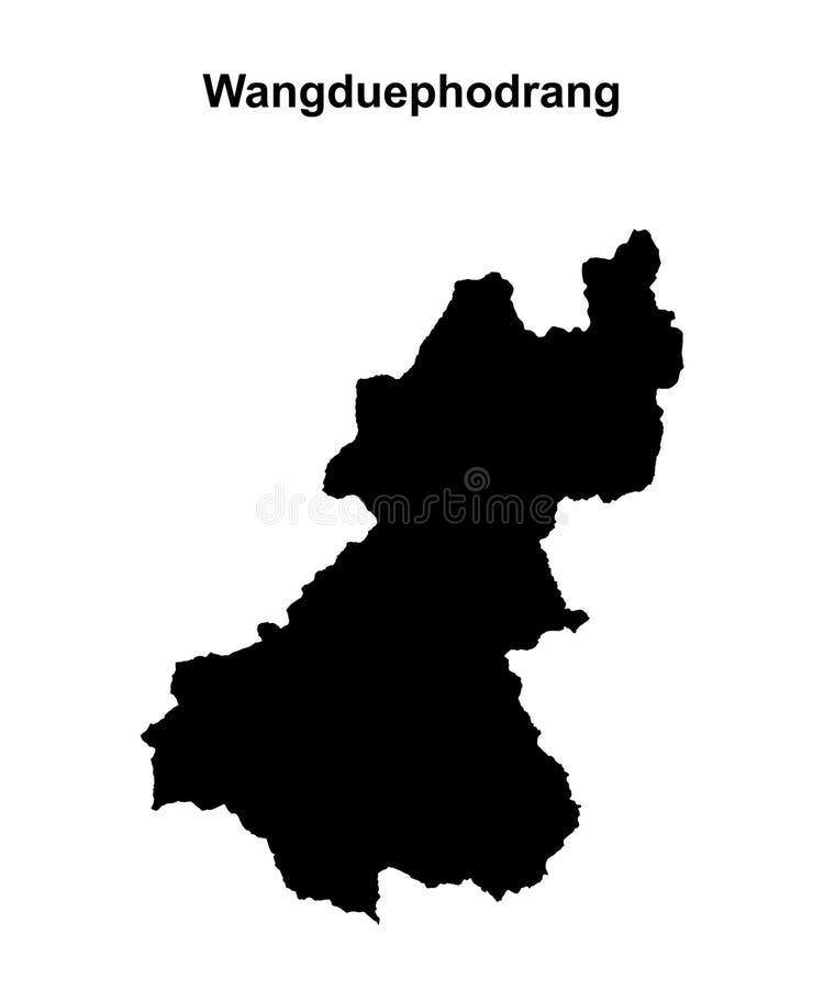 Wangduephodrang Outline Map Stock Vector - Illustration of tourism ...