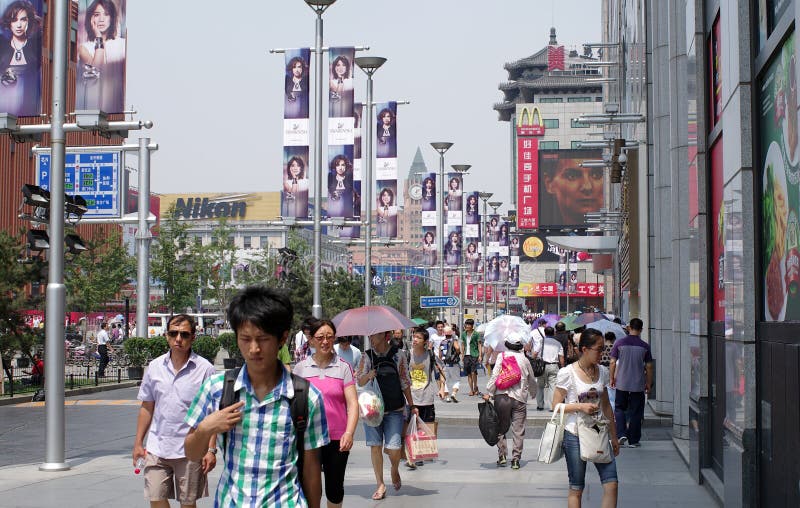 Wangfujing Street, Famous Shopping Street, Beijing Editorial Photo ...