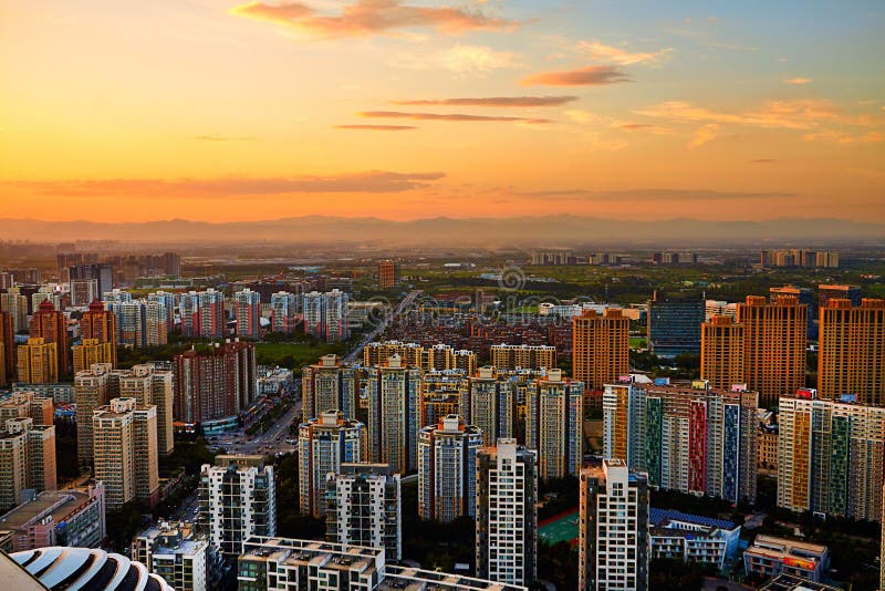 The Wangjing Community in the Sunset Stock Image - Image of asia ...
