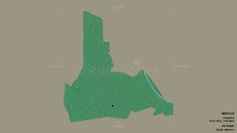 Wanica - Suriname. Bounding Box. Relief Stock Illustration ...