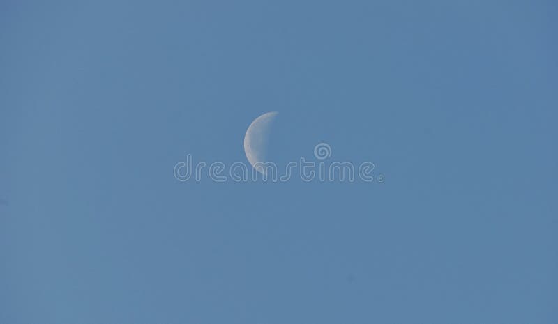 Waning Crescent Moon during Day Time Stock Photo - Image of white, moon ...