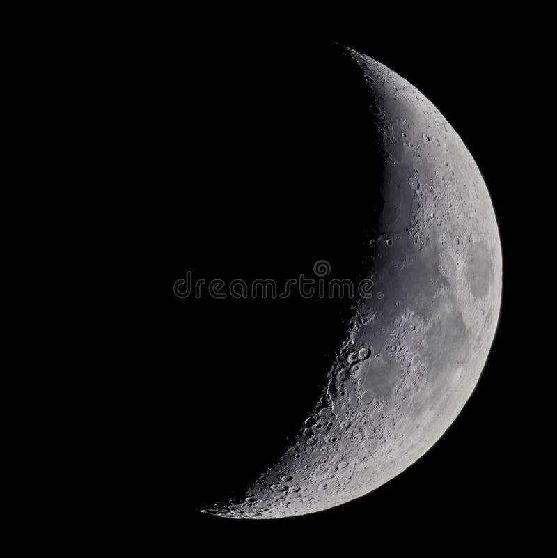 Waning Crescent Moon Phase - Sharp Details Stock Image - Image of high ...