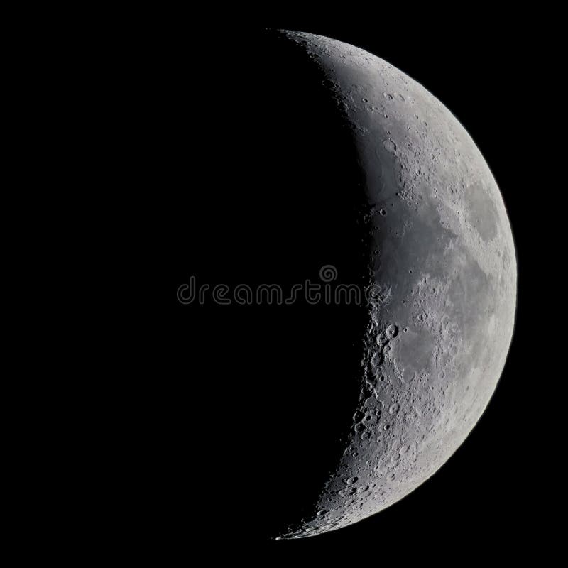 Waning Crescent Moon Phase - Sharp Details Stock Photo - Image of night ...