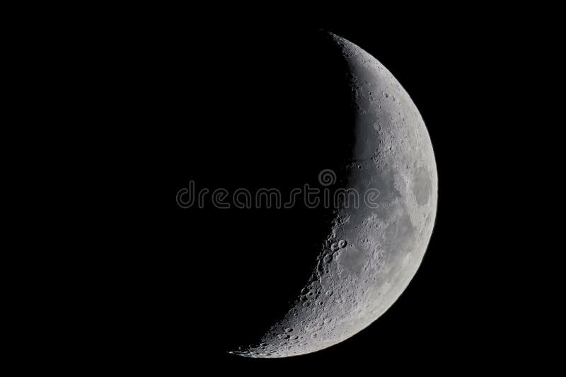 Waning Crescent Moon Phase - Sharp Details Stock Image - Image of ...