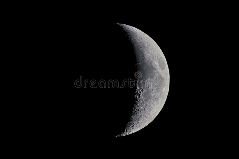 Waxing Crescent Moon Sharp Detail Dark Night Sky Astronomical Universe ...