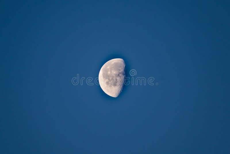 Waning Moon in Broad Daylight with Blue Sky, in the Morning at the ...