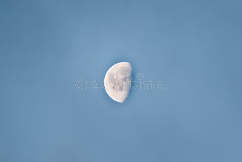 Waning Moon in Broad Daylight with Blue Sky, in the Morning at the ...