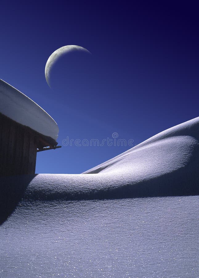 Waning moon, winter stock photo. Image of waning, dark - 210391110