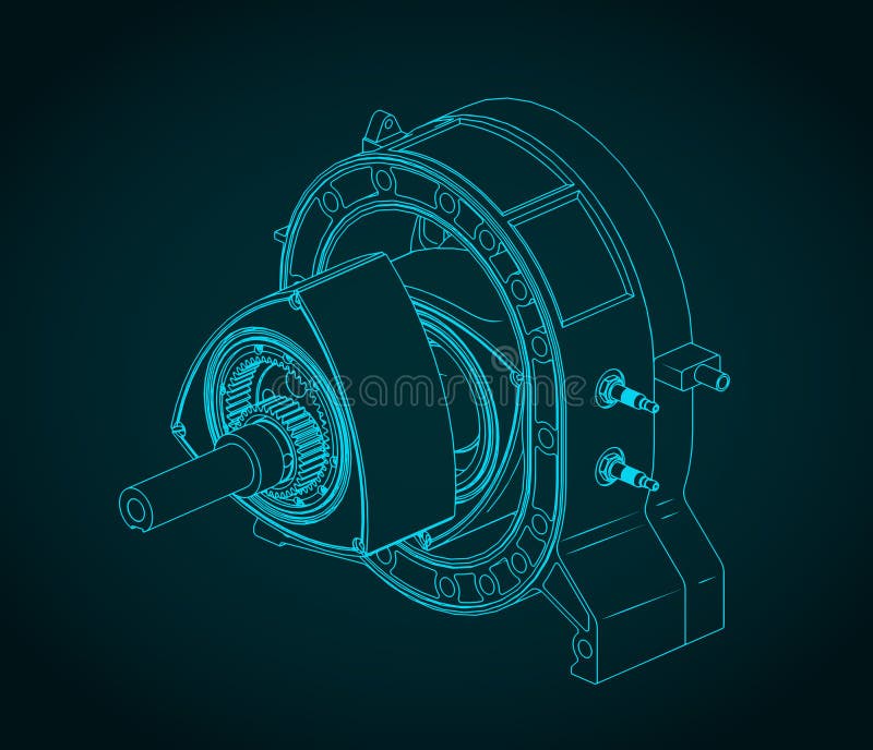 Wankel Rotary Engine Isometric Blueprint Stock Vector - Illustration of ...