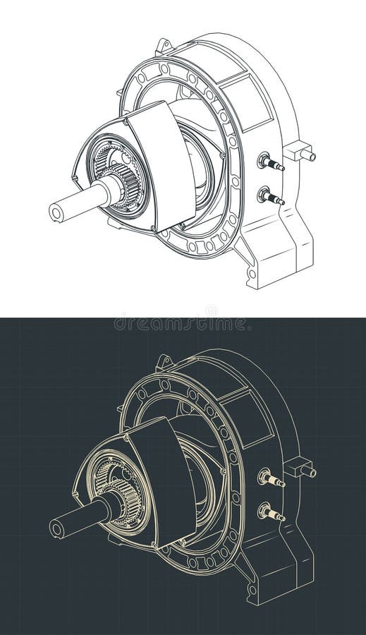 Wankel Rotary Engine Isometric Drawings Stock Illustration ...