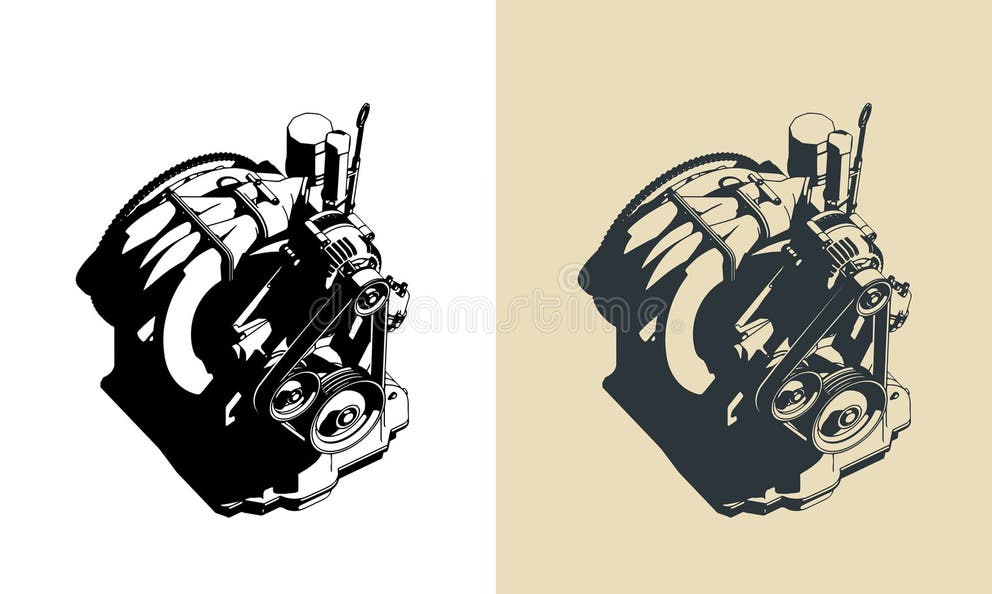 Wankel Rotary Engine Stylized Illustrations Stock Illustration ...