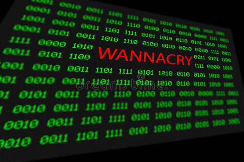 The Wannacry and Binary Code Concept on the Desktop Screen. Stock ...