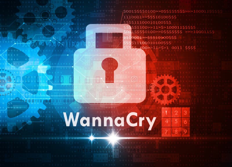 The Wannacry Virus Is Among Blue Binary Code And Ransomware, Virus ...