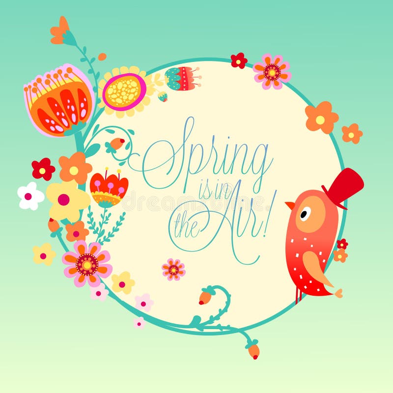 Decorative Spring is in the Air Floral Emblem Stock Vector ...