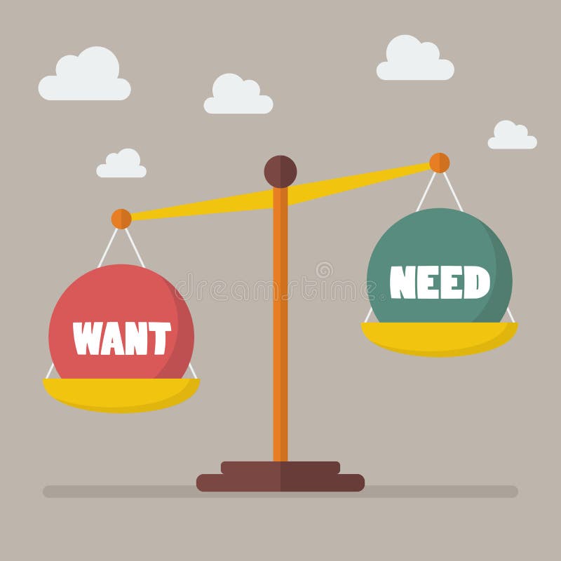 Want and Need Balance on the Scale Stock Vector - Illustration of ...