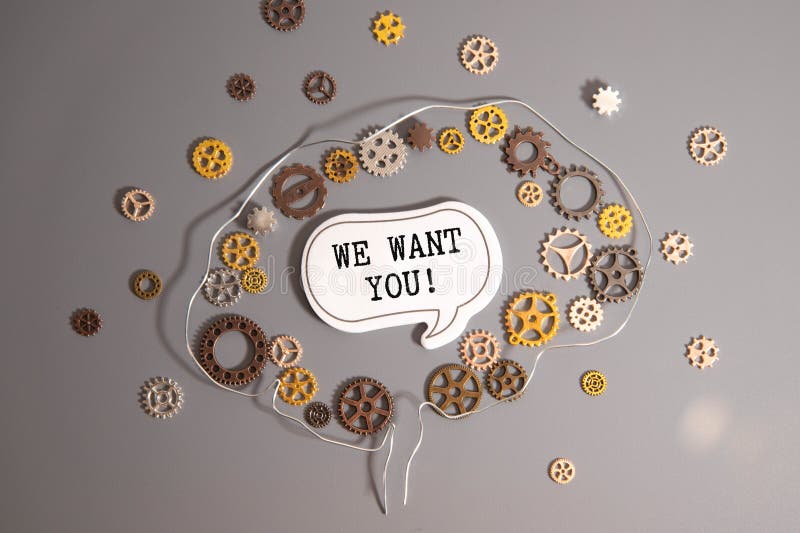 We Want You Text on Card Isolated on Blue Background Stock Photo ...