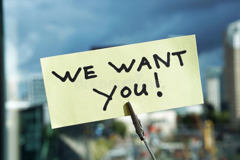 We Want You Written at the Office Stock Photo - Image of labor ...