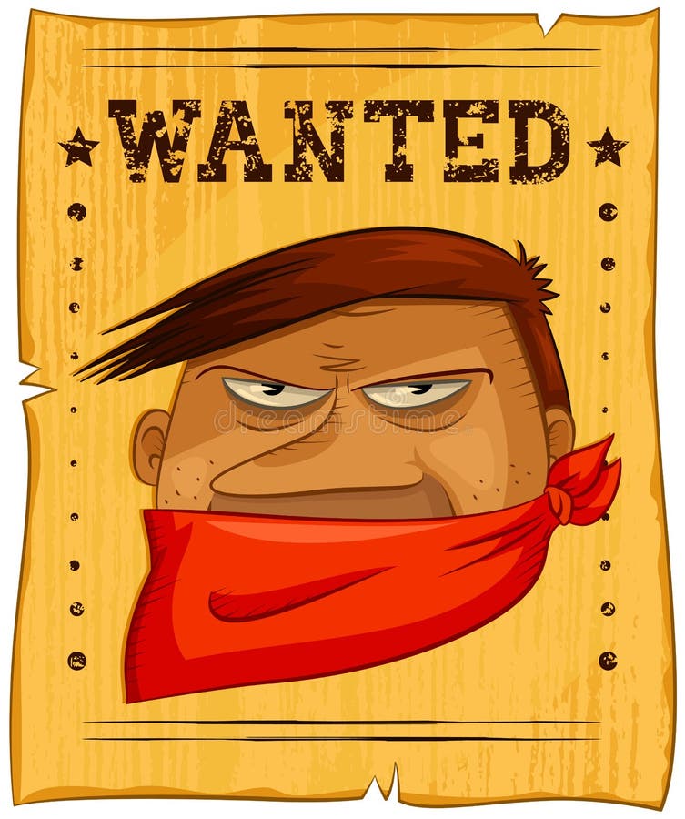 Cartoon Wanted Poster with Bandit Face Stock Vector - Illustration of ...