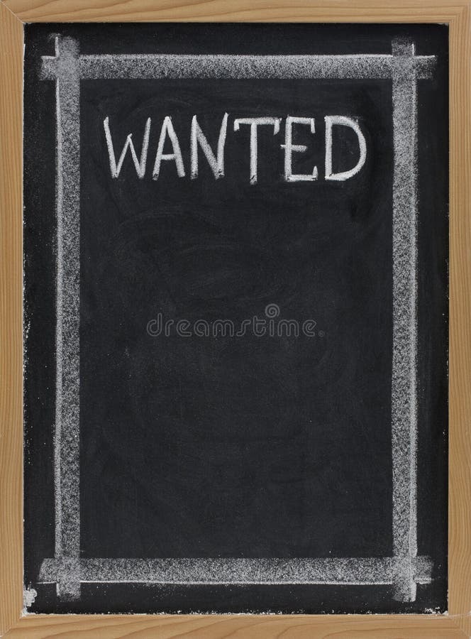 Wanted - Blank Blackboard Sign Stock Image - Image of chalk, sign: 10937963