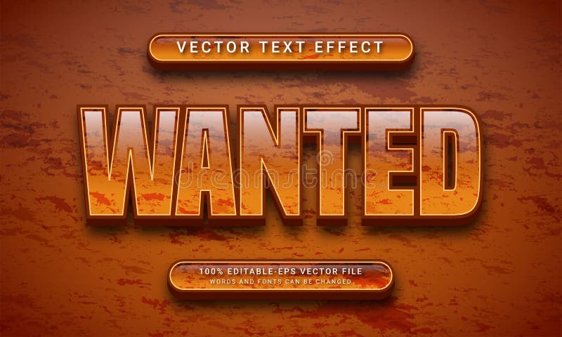 Wanted Editable Text Effect with Wooden Board Theme Stock Vector ...