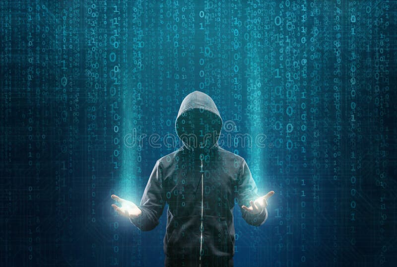 Wanted Hacker Is Coding Virus Ransomware Using Abstract Binary Code Cyberattack System