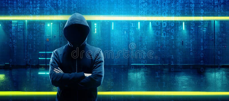 Wanted Hacker Is Coding Virus Ransomware Using Abstract Binary Code Cyberattack System