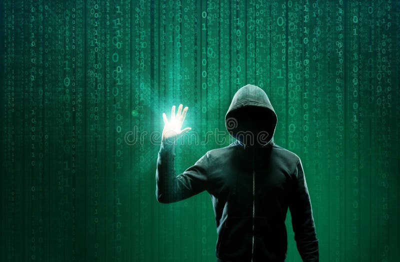 Wanted Hacker Is Coding Virus Ransomware Using Abstract Binary Code Cyberattack System