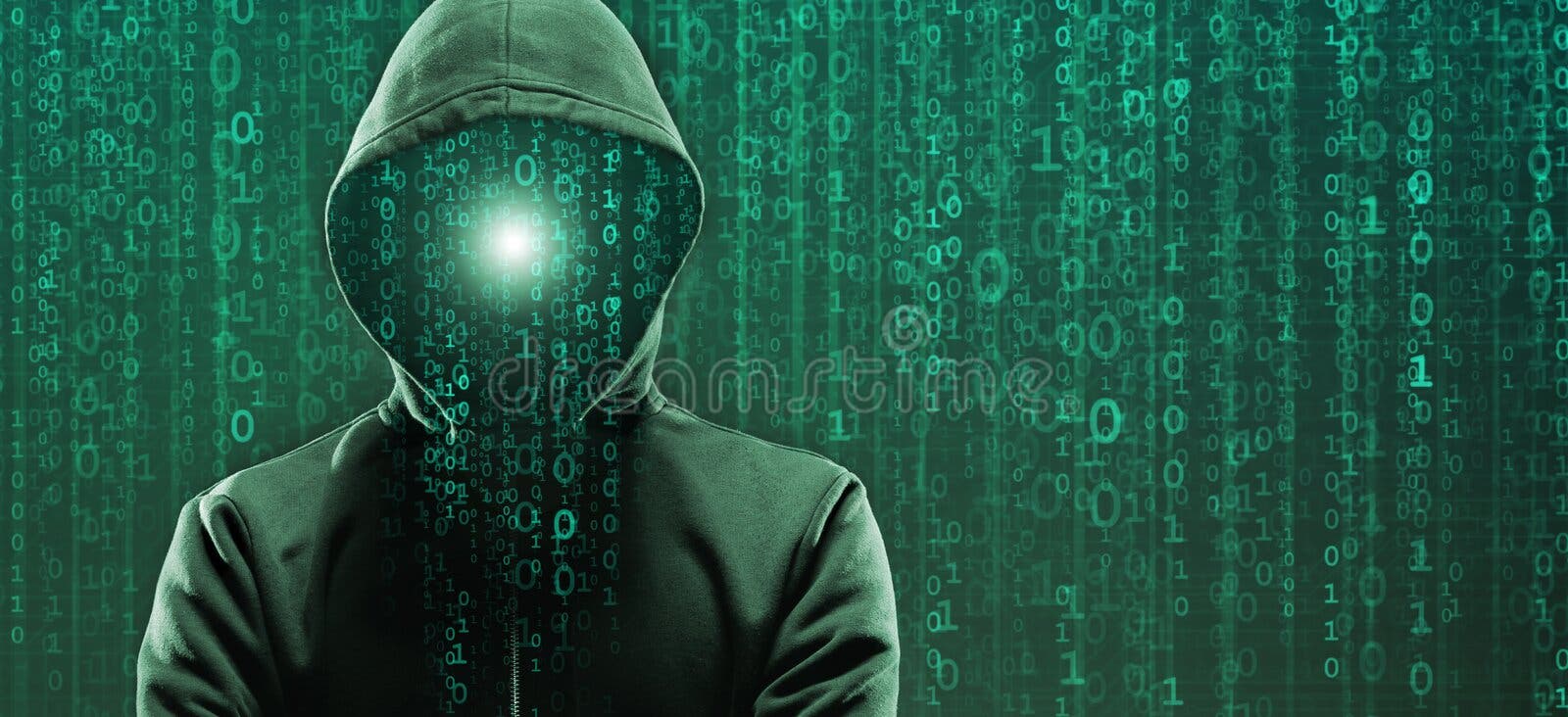 Wanted Hacker Is Coding Virus Ransomware Using Abstract Binary Code Concept Of Cyberattack