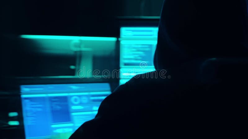 Wanted Hackers Coding Virus Ransomware Using Laptops and Computers in the Basement. Cyber Attack ...