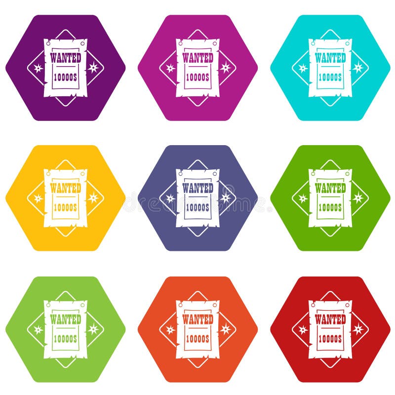 Wanted icons set 9 vector stock vector. Illustration of icon - 127469552