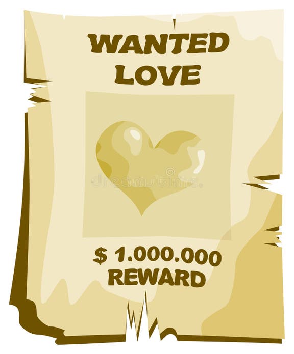 Wanted love stock vector. Illustration of sheet, dirty - 17964900